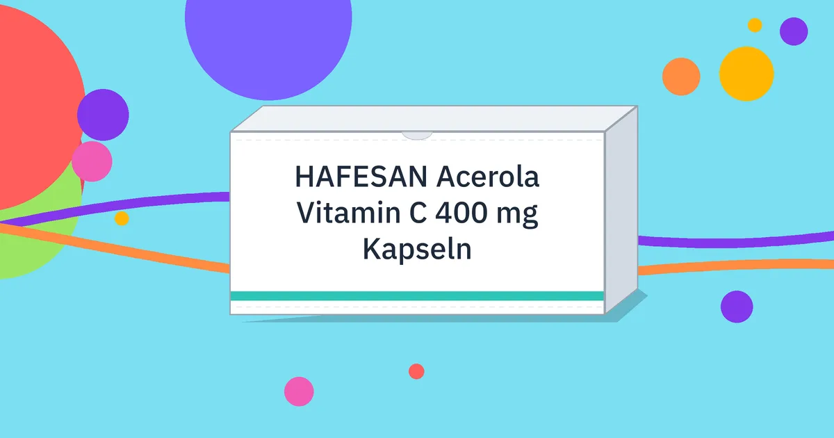 Symbolbild: Packung mit der Aufschrift HAFESAN Acerola Vitamin C 400 mg Kapseln (PZN 03240437) – Verfügbarkeit und Bezug in Apotheken in Frankfurt am Main