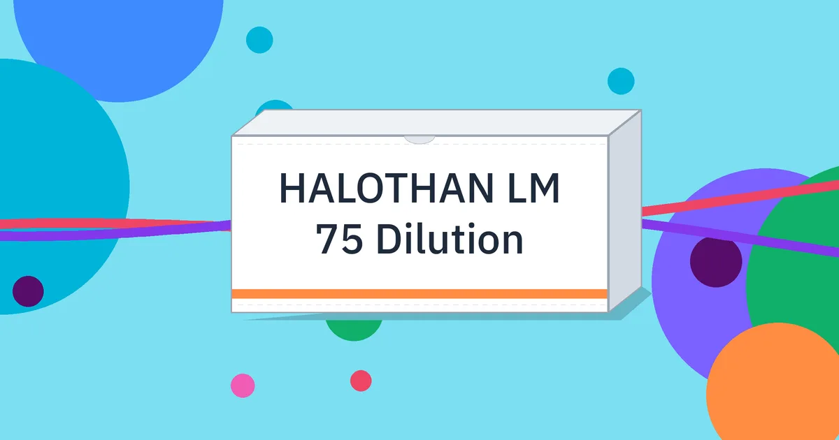 Symbolbild: Packung mit der Aufschrift HALOTHAN LM 75 Dilution (PZN 12884234) – Verfügbarkeit und Bezug in Apotheken in Frankfurt am Main