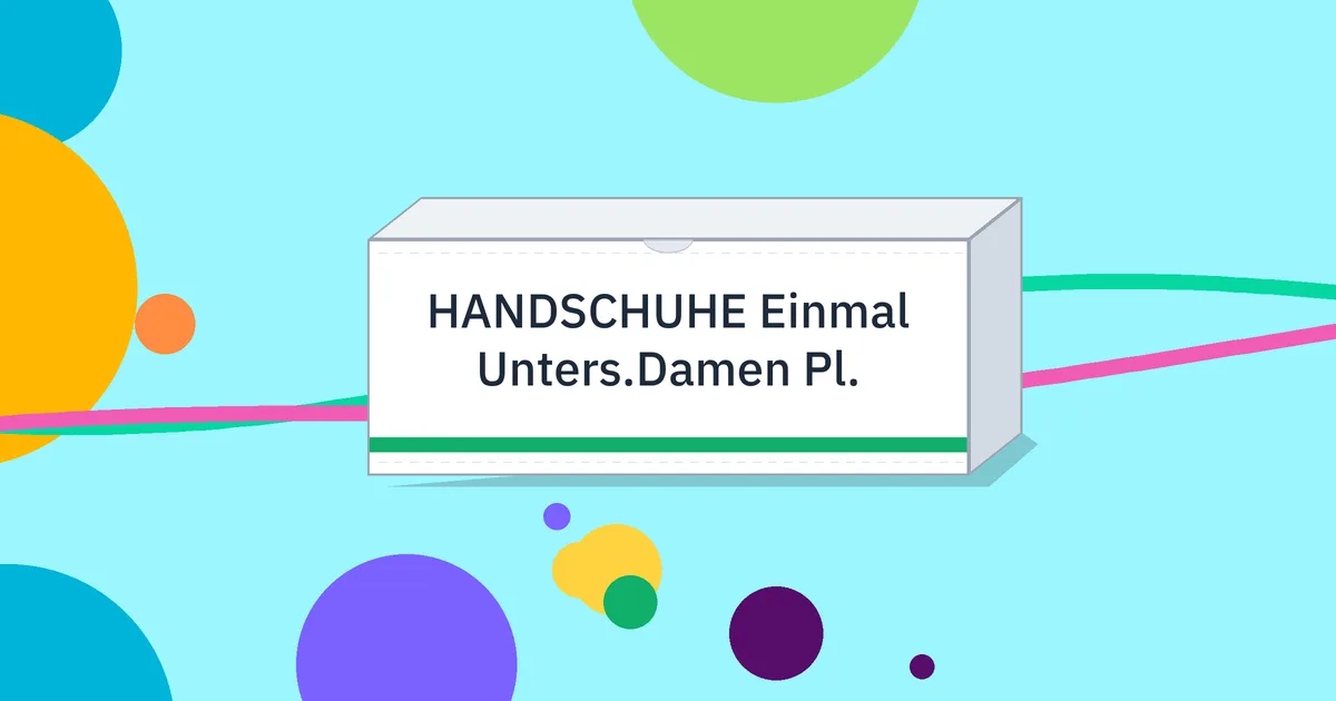 Symbolbild: Packung mit der Aufschrift HANDSCHUHE Einmal Unters.Damen Pl. (PZN 01963462) – Verfügbarkeit und Bezug in Apotheken in Frankfurt am Main
