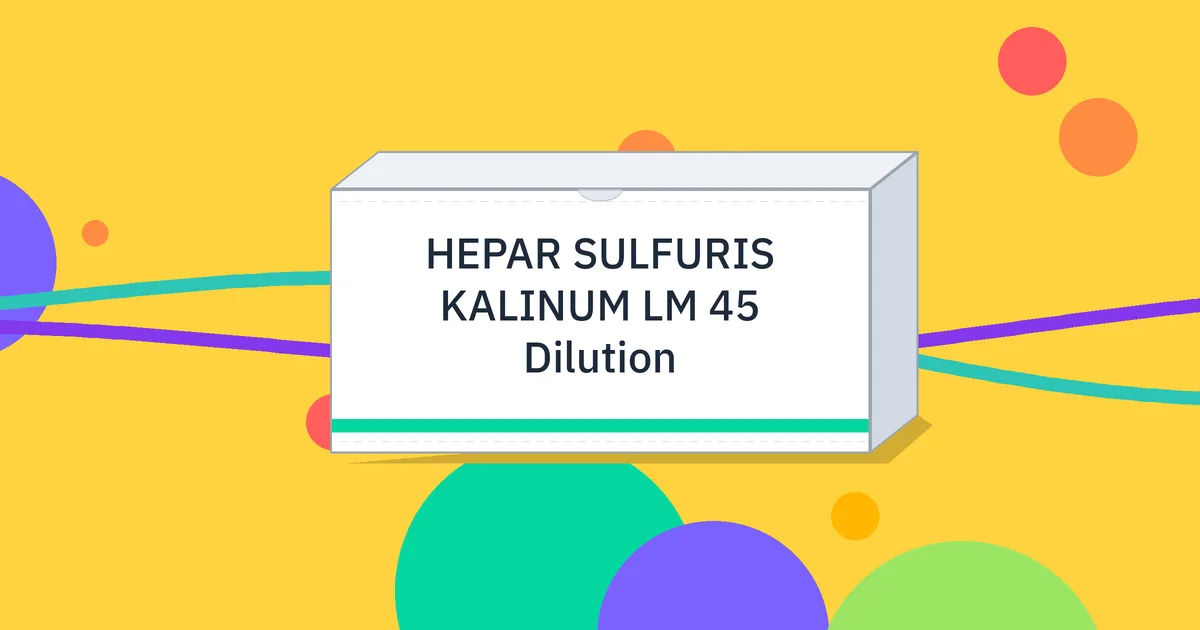 Symbolbild: Packung mit der Aufschrift HEPAR SULFURIS KALINUM LM 45 Dilution (PZN 12888120) – Verfügbarkeit und Bezug in Apotheken in Frankfurt am Main