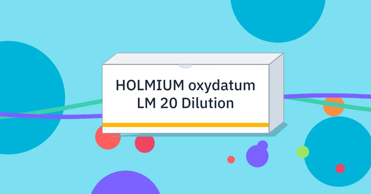 Symbolbild: Packung mit der Aufschrift HOLMIUM oxydatum LM 20 Dilution (PZN 13554987) – Verfügbarkeit und Bezug in Apotheken in Frankfurt am Main