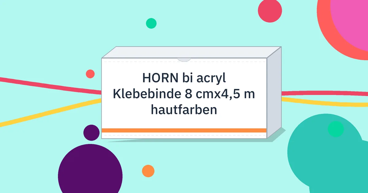 Symbolbild: Packung mit der Aufschrift HORN bi acryl Klebebinde 8 cmx4,5 m hautfarben (PZN 03646955) – Verfügbarkeit und Bezug in Apotheken in Frankfurt am Main