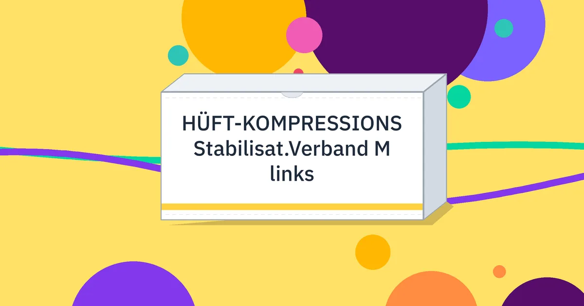 Symbolbild: Packung mit der Aufschrift HÜFT-KOMPRESSIONS Stabilisat.Verband M links (PZN 02909855) – Verfügbarkeit und Bezug in Apotheken in Frankfurt am Main