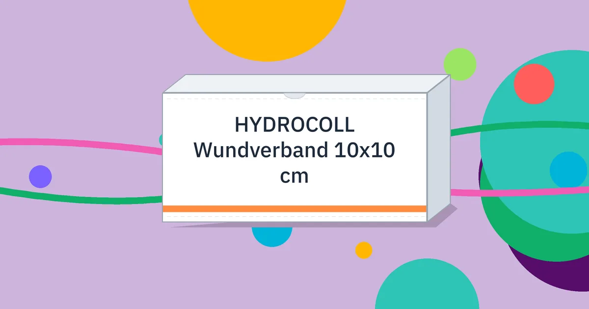 Symbolbild: Packung mit der Aufschrift HYDROCOLL Wundverband 10x10 cm (PZN 12476096) – Verfügbarkeit und Bezug in Apotheken in Frankfurt am Main