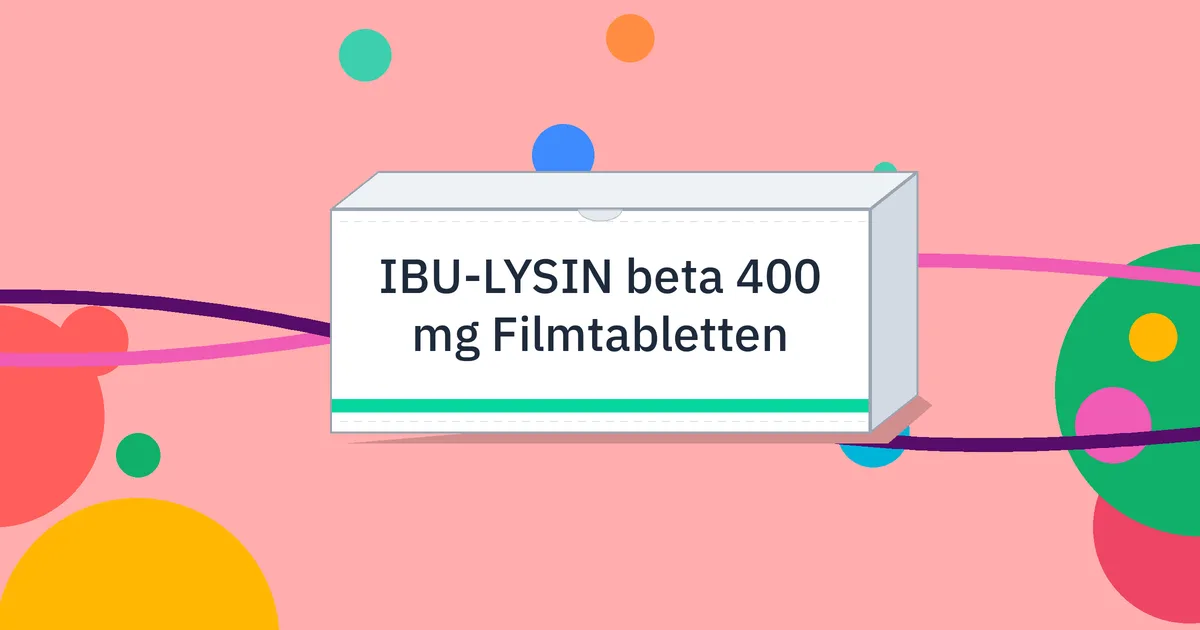 Symbolbild: Packung mit der Aufschrift IBU-LYSIN beta 400 mg Filmtabletten (PZN 19101123) – Verfügbarkeit und Bezug in Apotheken in Frankfurt am Main