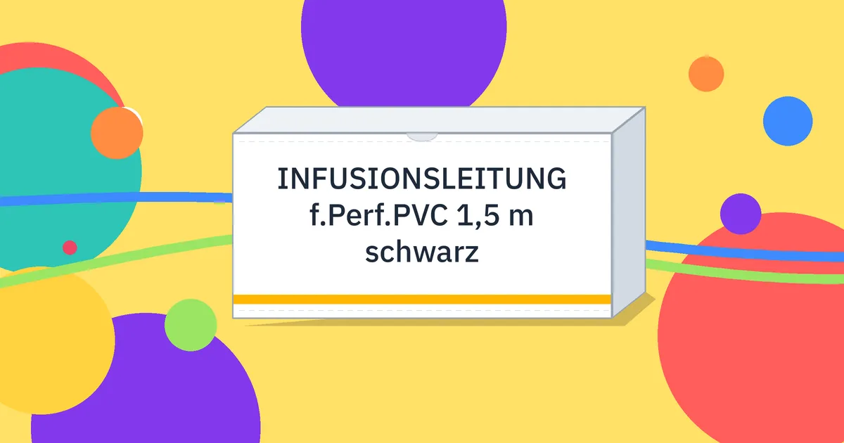 Symbolbild: Packung mit der Aufschrift INFUSIONSLEITUNG f.Perf.PVC 1,5 m schwarz (PZN 08485126) – Verfügbarkeit und Bezug in Apotheken in Frankfurt am Main