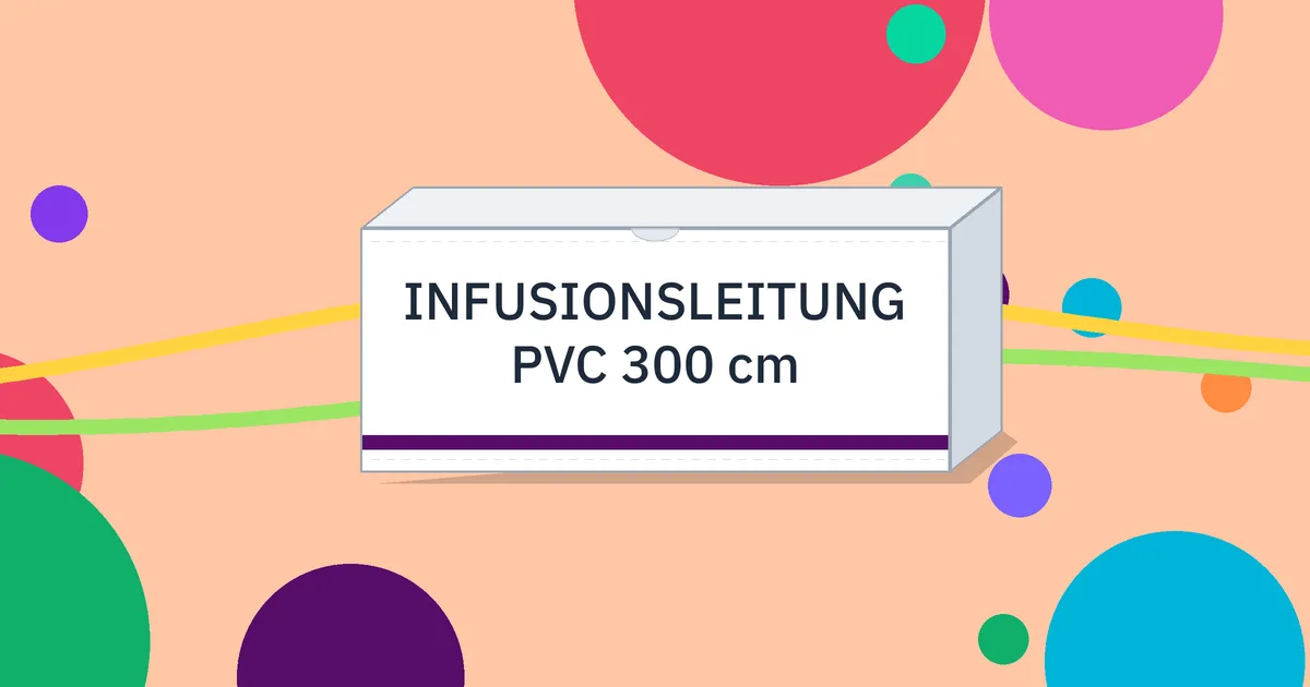 Symbolbild: Packung mit der Aufschrift INFUSIONSLEITUNG PVC 300 cm (PZN 03365009) – Verfügbarkeit und Bezug in Apotheken in Frankfurt am Main