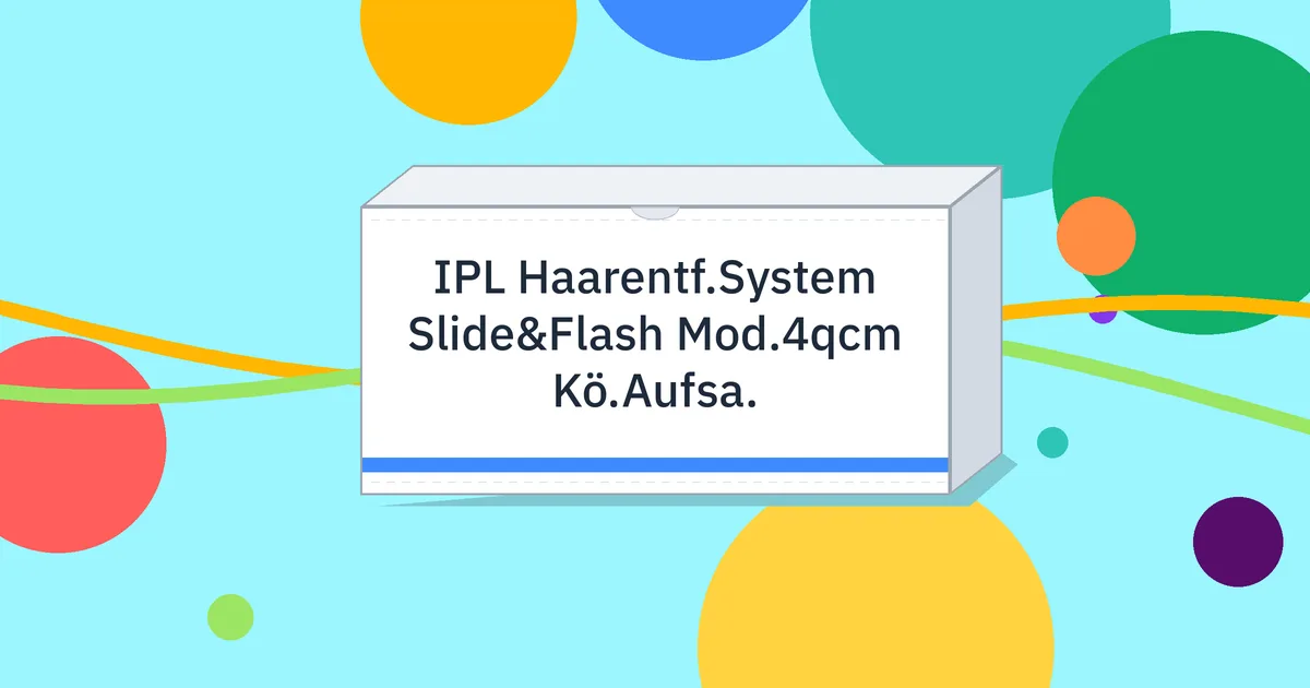 Symbolbild: Packung mit der Aufschrift IPL Haarentf.System Slide&Flash Mod.4qcm Kö.Aufsa. (PZN 00107850) – Verfügbarkeit und Bezug in Apotheken in Frankfurt am Main
