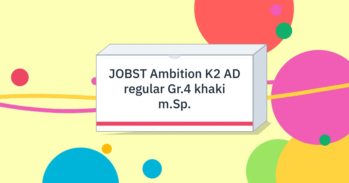 Symbolbild: Packung mit der Aufschrift JOBST Ambition K2 AD regular Gr.4 khaki m.Sp. (PZN 11021005) – Verfügbarkeit und Bezug in Apotheken in Frankfurt am Main