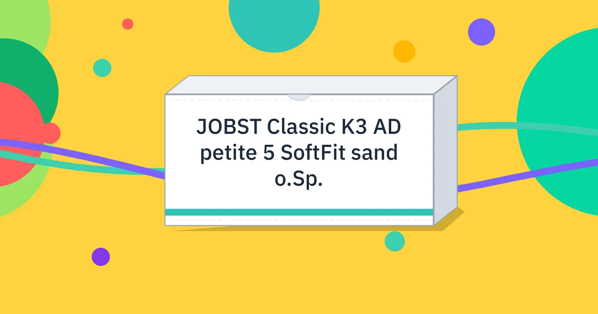 Symbolbild: Packung mit der Aufschrift JOBST Classic K3 AD petite 5 SoftFit sand o.Sp. (PZN 14223258) – Verfügbarkeit und Bezug in Apotheken in Frankfurt am Main