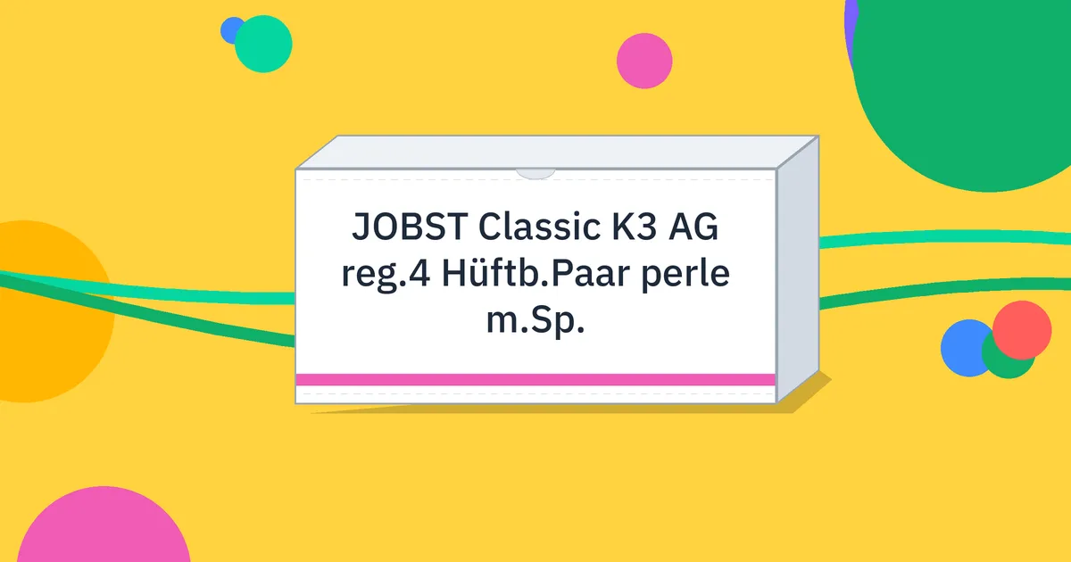 Symbolbild: Packung mit der Aufschrift JOBST Classic K3 AG reg.4 Hüftb.Paar perle m.Sp. (PZN 13075784) – Verfügbarkeit und Bezug in Apotheken in Frankfurt am Main
