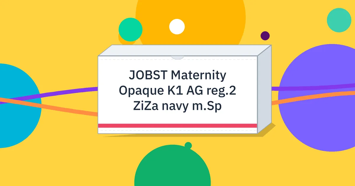 Symbolbild: Packung mit der Aufschrift JOBST Maternity Opaque K1 AG reg.2 ZiZa navy m.Sp (PZN 15859320) – Verfügbarkeit und Bezug in Apotheken in Frankfurt am Main