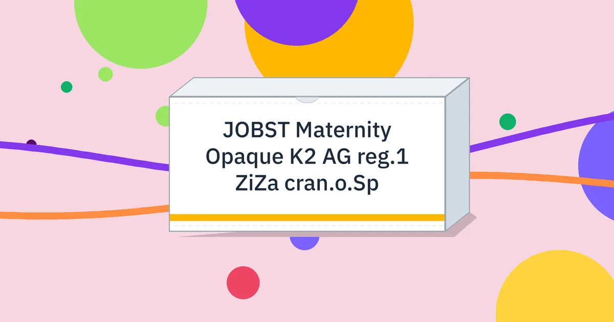 Symbolbild: Packung mit der Aufschrift JOBST Maternity Opaque K2 AG reg.1 ZiZa cran.o.Sp (PZN 15858065) – Verfügbarkeit und Bezug in Apotheken in Frankfurt am Main