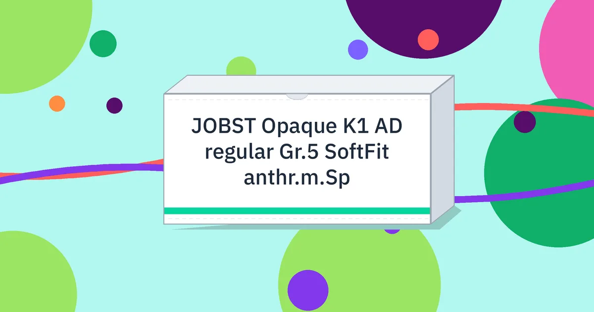 Symbolbild: Packung mit der Aufschrift JOBST Opaque K1 AD regular Gr.5 SoftFit anthr.m.Sp (PZN 16262558) – Verfügbarkeit und Bezug in Apotheken in Frankfurt am Main