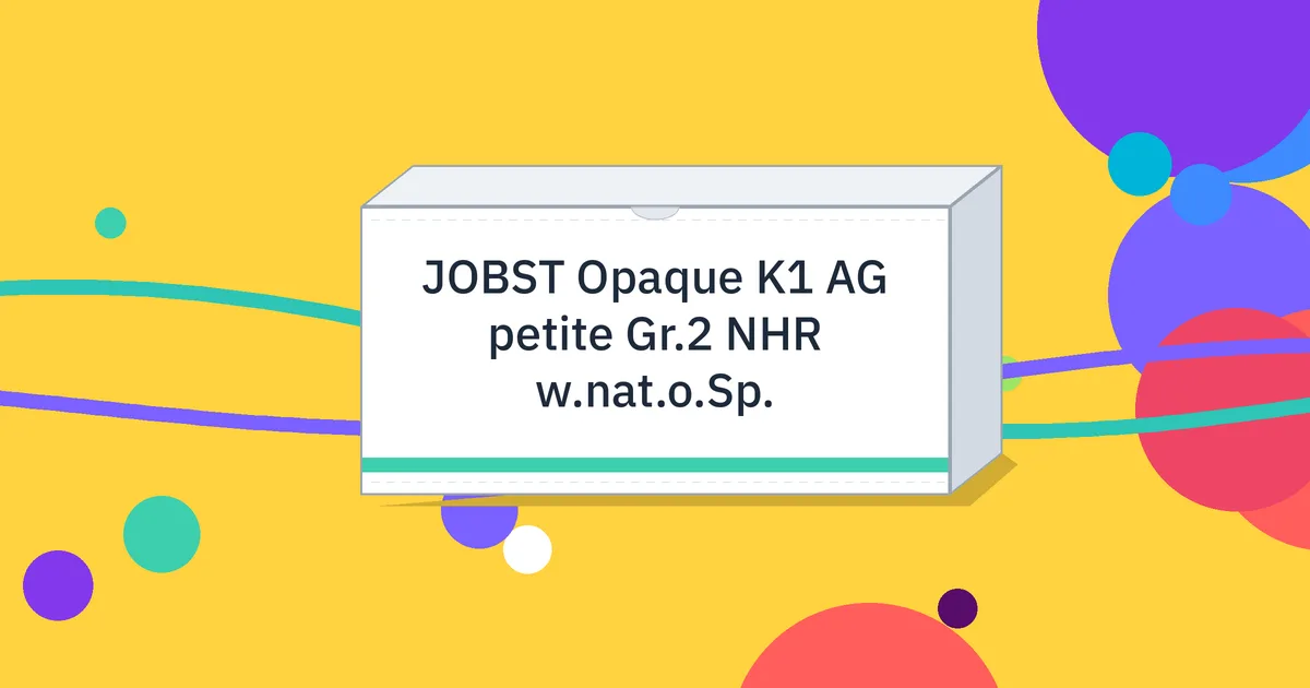 Symbolbild: Packung mit der Aufschrift JOBST Opaque K1 AG petite Gr.2 NHR w.nat.o.Sp. (PZN 13088574) – Verfügbarkeit und Bezug in Apotheken in Frankfurt am Main