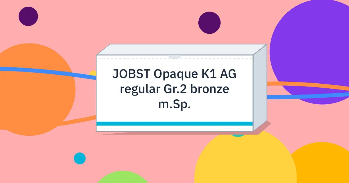 Symbolbild: Packung mit der Aufschrift JOBST Opaque K1 AG regular Gr.2 bronze m.Sp. (PZN 13090312) – Verfügbarkeit und Bezug in Apotheken in Frankfurt am Main