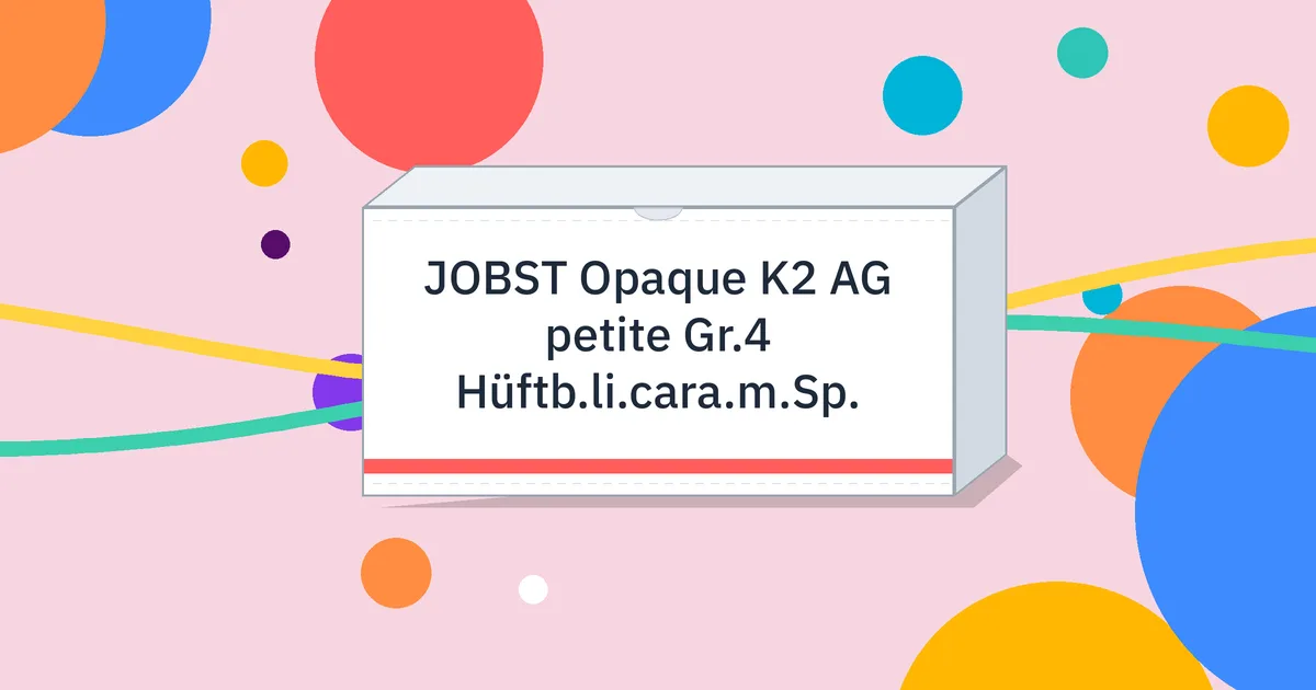Symbolbild: Packung mit der Aufschrift JOBST Opaque K2 AG petite Gr.4 Hüftb.li.cara.m.Sp. (PZN 13113556) – Verfügbarkeit und Bezug in Apotheken in Frankfurt am Main