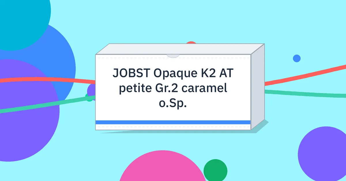 Symbolbild: Packung mit der Aufschrift JOBST Opaque K2 AT petite Gr.2 caramel o.Sp. (PZN 10724294) – Verfügbarkeit und Bezug in Apotheken in Frankfurt am Main