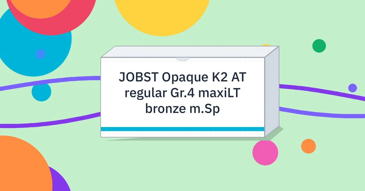 Symbolbild: Packung mit der Aufschrift JOBST Opaque K2 AT regular Gr.4 maxiLT bronze m.Sp (PZN 13121343) – Verfügbarkeit und Bezug in Apotheken in Frankfurt am Main