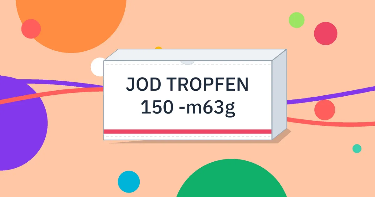 Symbolbild: Packung mit der Aufschrift JOD TROPFEN 150 -m63g (PZN 16822715) – Verfügbarkeit und Bezug in Apotheken in Frankfurt am Main