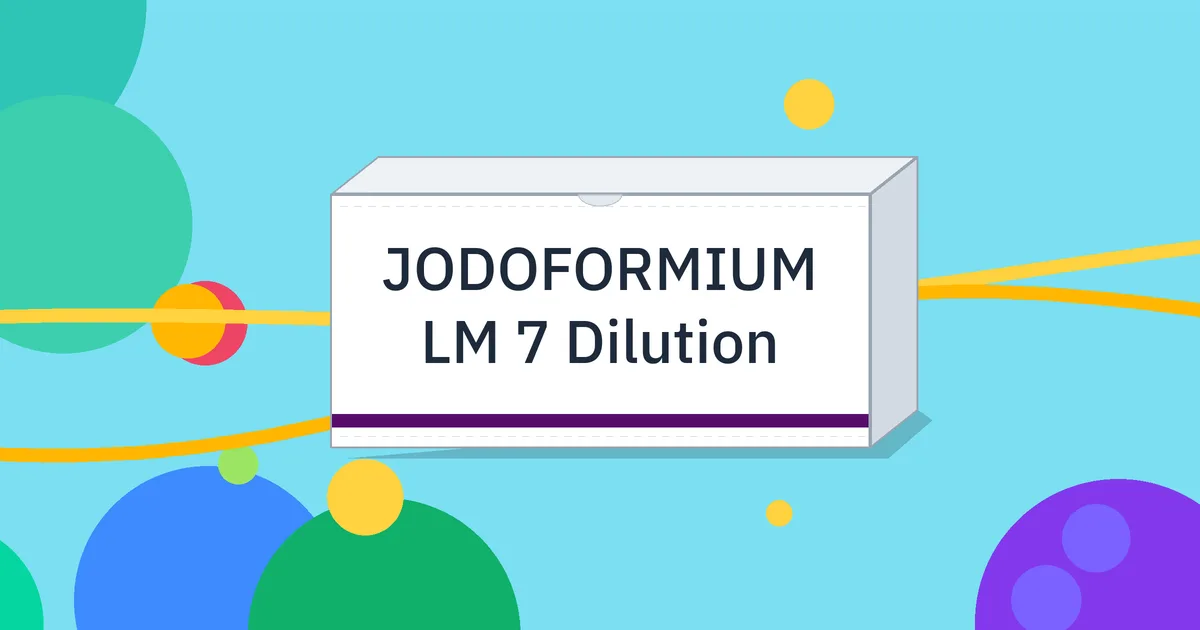 Symbolbild: Packung mit der Aufschrift JODOFORMIUM LM 7 Dilution (PZN 13563153) – Verfügbarkeit und Bezug in Apotheken in Frankfurt am Main
