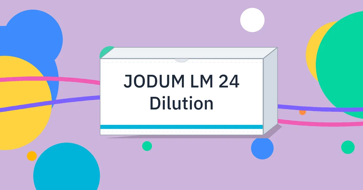 Symbolbild: Packung mit der Aufschrift JODUM LM 24 Dilution (PZN 12915822) – Verfügbarkeit und Bezug in Apotheken in Frankfurt am Main