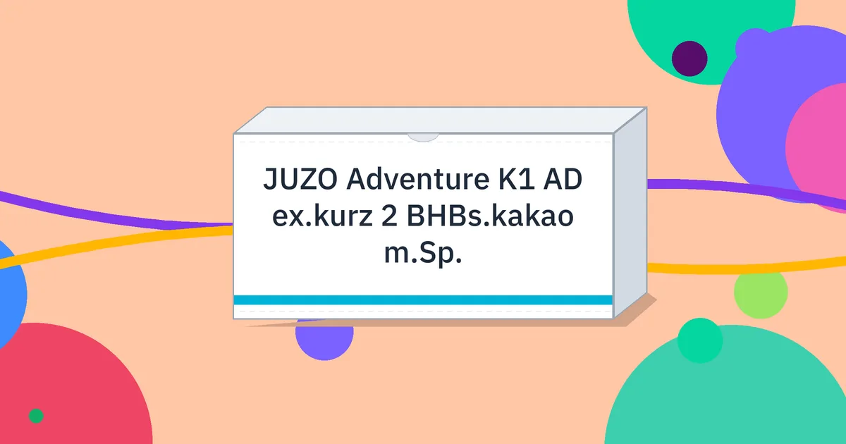 Symbolbild: Packung mit der Aufschrift JUZO Adventure K1 AD ex.kurz 2 BHBs.kakao m.Sp. (PZN 15496828) – Verfügbarkeit und Bezug in Apotheken in Frankfurt am Main