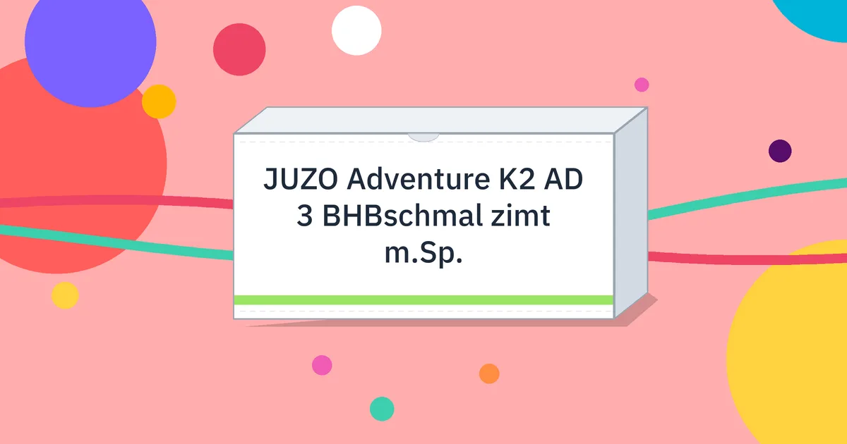 Symbolbild: Packung mit der Aufschrift JUZO Adventure K2 AD 3 BHBschmal zimt m.Sp. (PZN 16494263) – Verfügbarkeit und Bezug in Apotheken in Frankfurt am Main