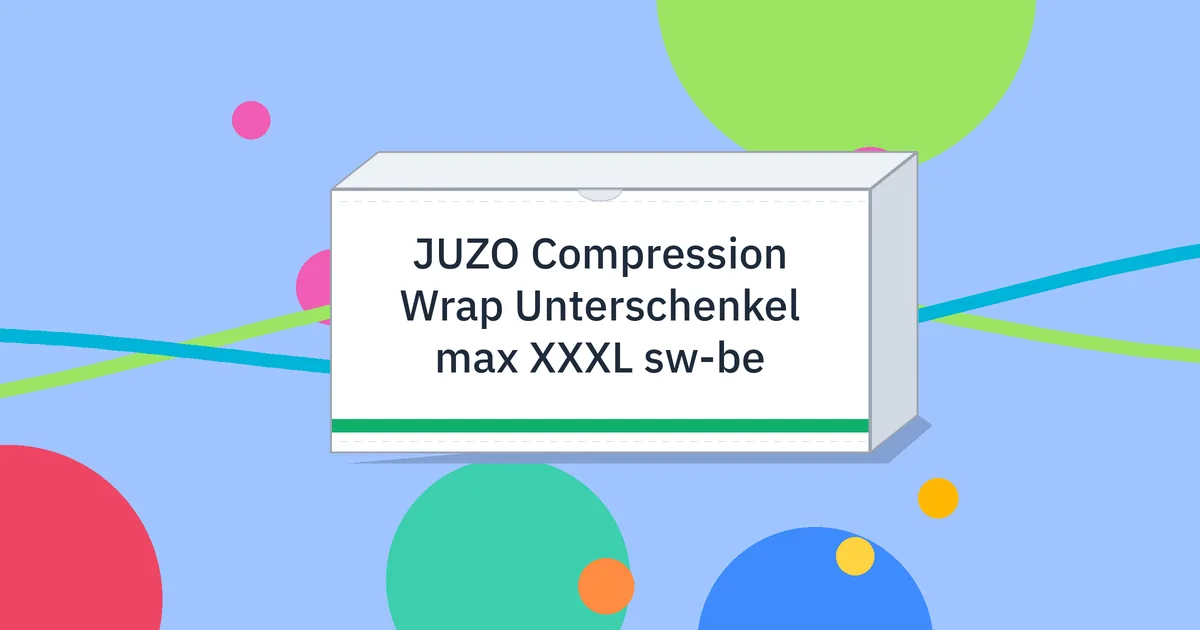 Symbolbild: Packung mit der Aufschrift JUZO Compression Wrap Unterschenkel max XXXL sw-be (PZN 14175192) – Verfügbarkeit und Bezug in Apotheken in Frankfurt am Main