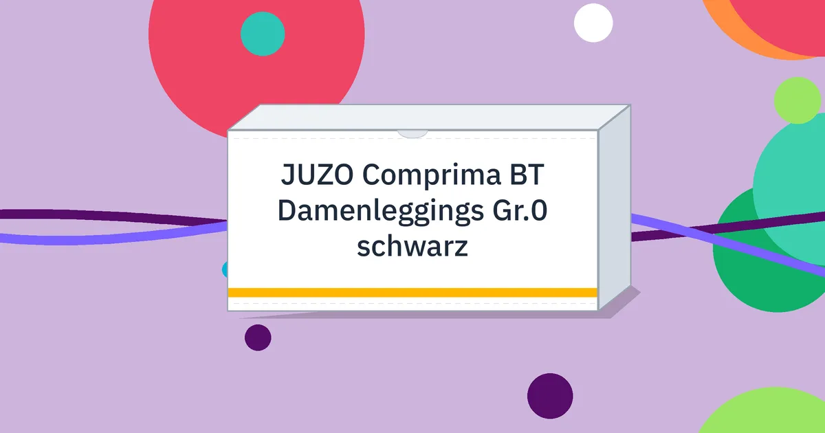 Symbolbild: Packung mit der Aufschrift JUZO Comprima BT Damenleggings Gr.0 schwarz (PZN 20781666) – Verfügbarkeit und Bezug in Apotheken in Frankfurt am Main