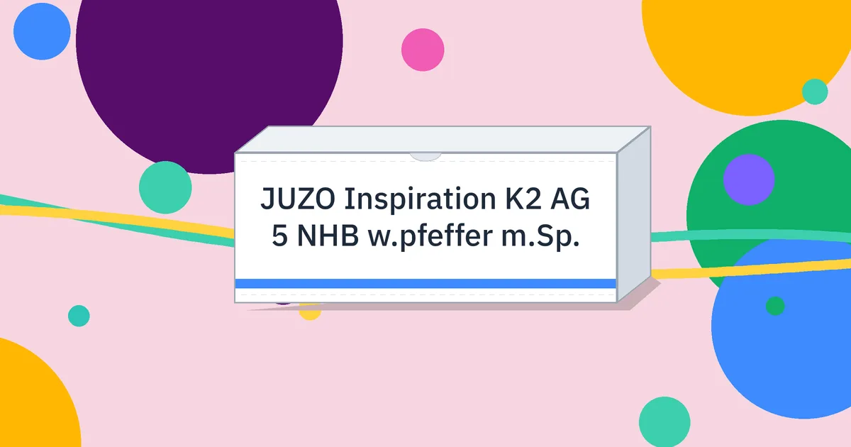 Symbolbild: Packung mit der Aufschrift JUZO Inspiration K2 AG 5 NHB w.pfeffer m.Sp. (PZN 14946502) – Verfügbarkeit und Bezug in Apotheken in Frankfurt am Main