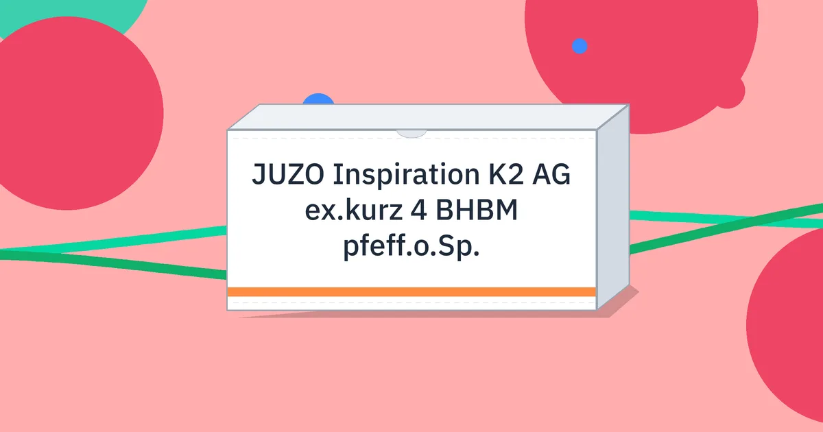 Symbolbild: Packung mit der Aufschrift JUZO Inspiration K2 AG ex.kurz 4 BHBM pfeff.o.Sp. (PZN 14877824) – Verfügbarkeit und Bezug in Apotheken in Frankfurt am Main