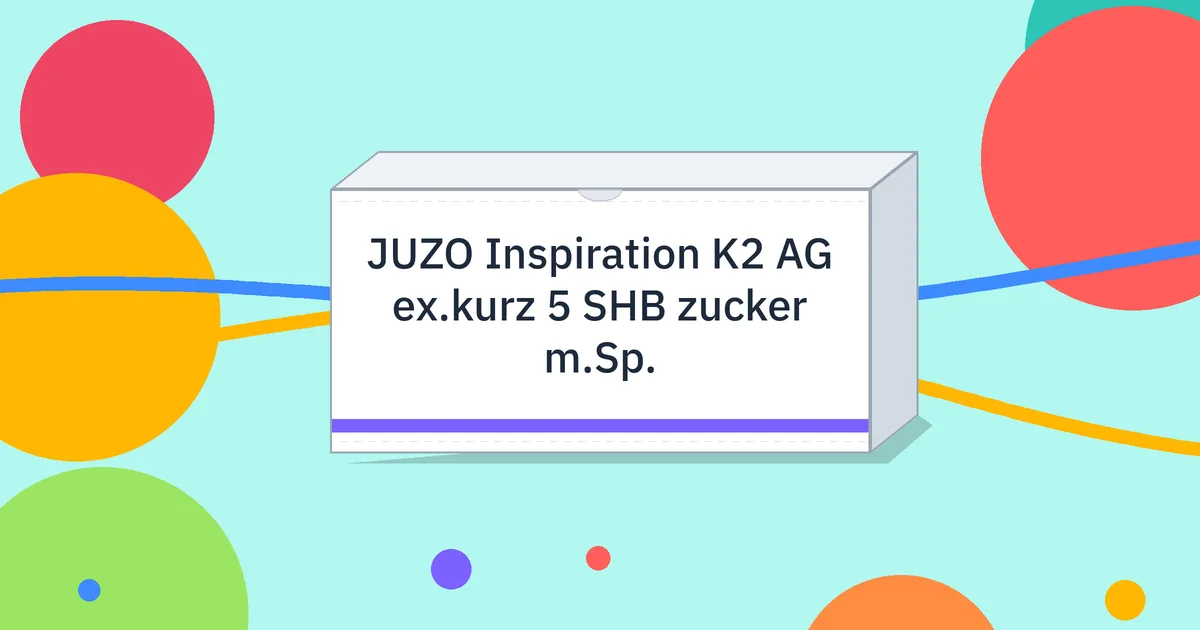 Symbolbild: Packung mit der Aufschrift JUZO Inspiration K2 AG ex.kurz 5 SHB zucker m.Sp. (PZN 14964983) – Verfügbarkeit und Bezug in Apotheken in Frankfurt am Main
