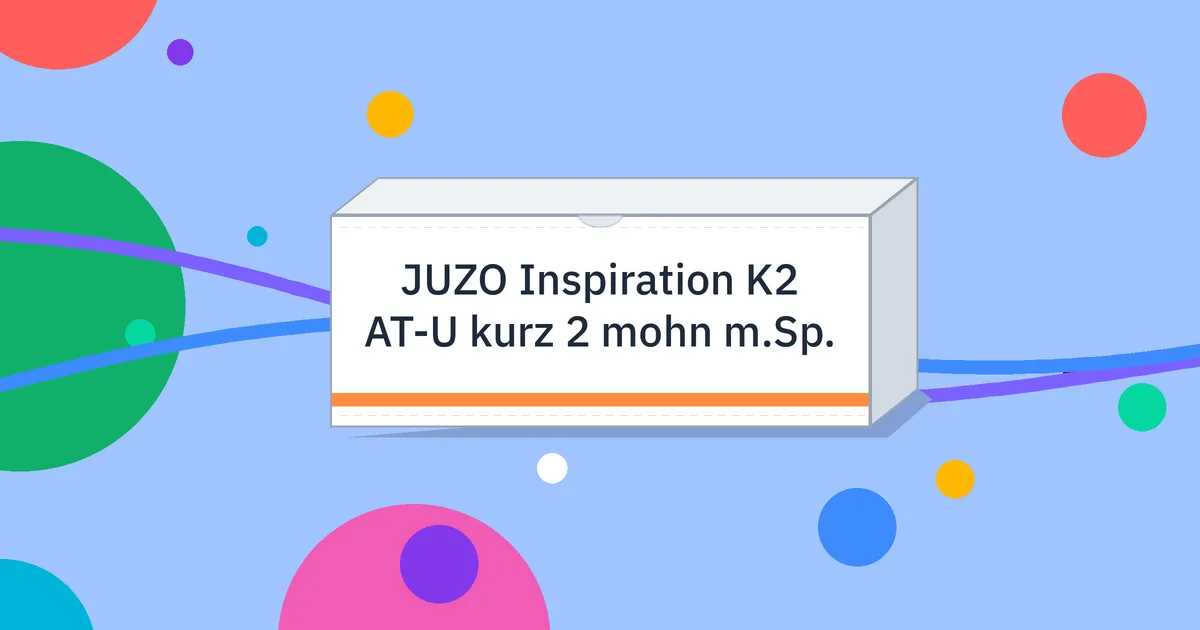Symbolbild: Packung mit der Aufschrift JUZO Inspiration K2 AT-U kurz 2 mohn m.Sp. (PZN 14928823) – Verfügbarkeit und Bezug in Apotheken in Frankfurt am Main