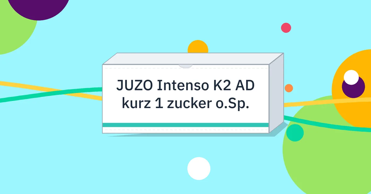 Symbolbild: Packung mit der Aufschrift JUZO Intenso K2 AD kurz 1 zucker o.Sp. (PZN 18617787) – Verfügbarkeit und Bezug in Apotheken in Frankfurt am Main