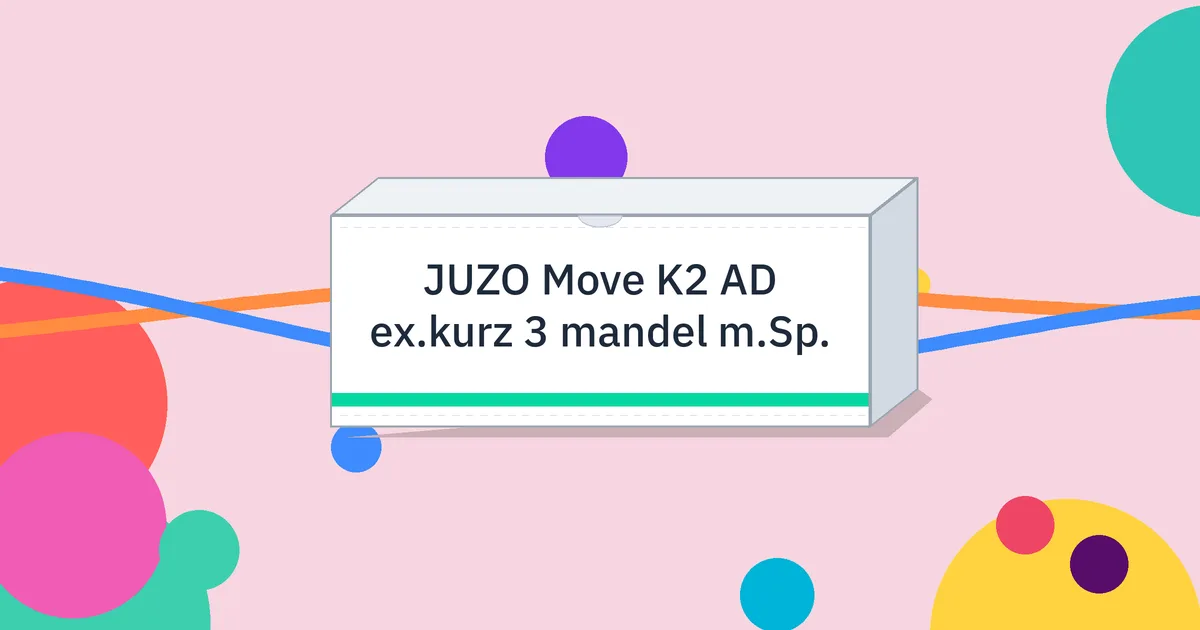 Symbolbild: Packung mit der Aufschrift JUZO Move K2 AD ex.kurz 3 mandel m.Sp. (PZN 16341105) – Verfügbarkeit und Bezug in Apotheken in Frankfurt am Main
