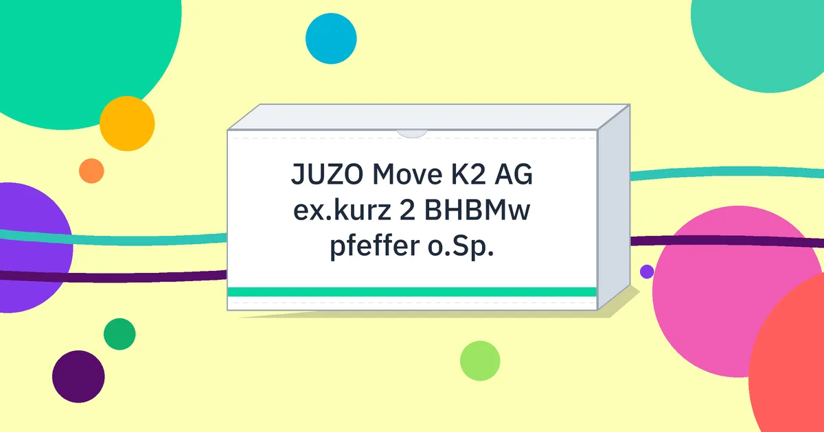 Symbolbild: Packung mit der Aufschrift JUZO Move K2 AG ex.kurz 2 BHBMw pfeffer o.Sp. (PZN 16649599) – Verfügbarkeit und Bezug in Apotheken in Frankfurt am Main