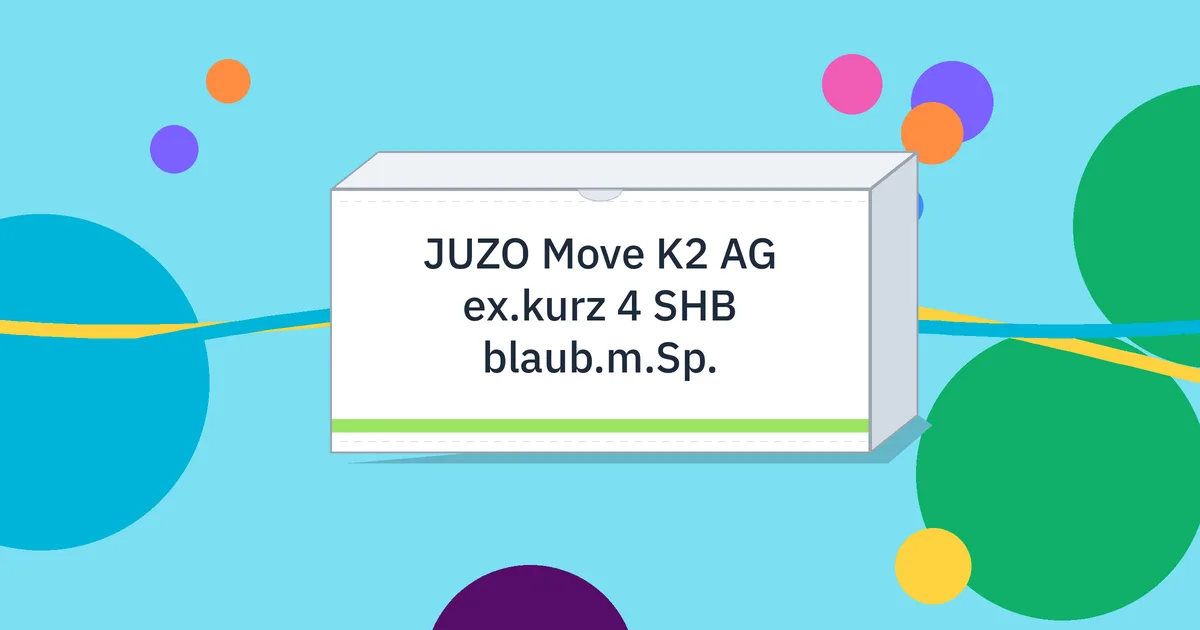 Symbolbild: Packung mit der Aufschrift JUZO Move K2 AG ex.kurz 4 SHB blaub.m.Sp. (PZN 18563459) – Verfügbarkeit und Bezug in Apotheken in Frankfurt am Main