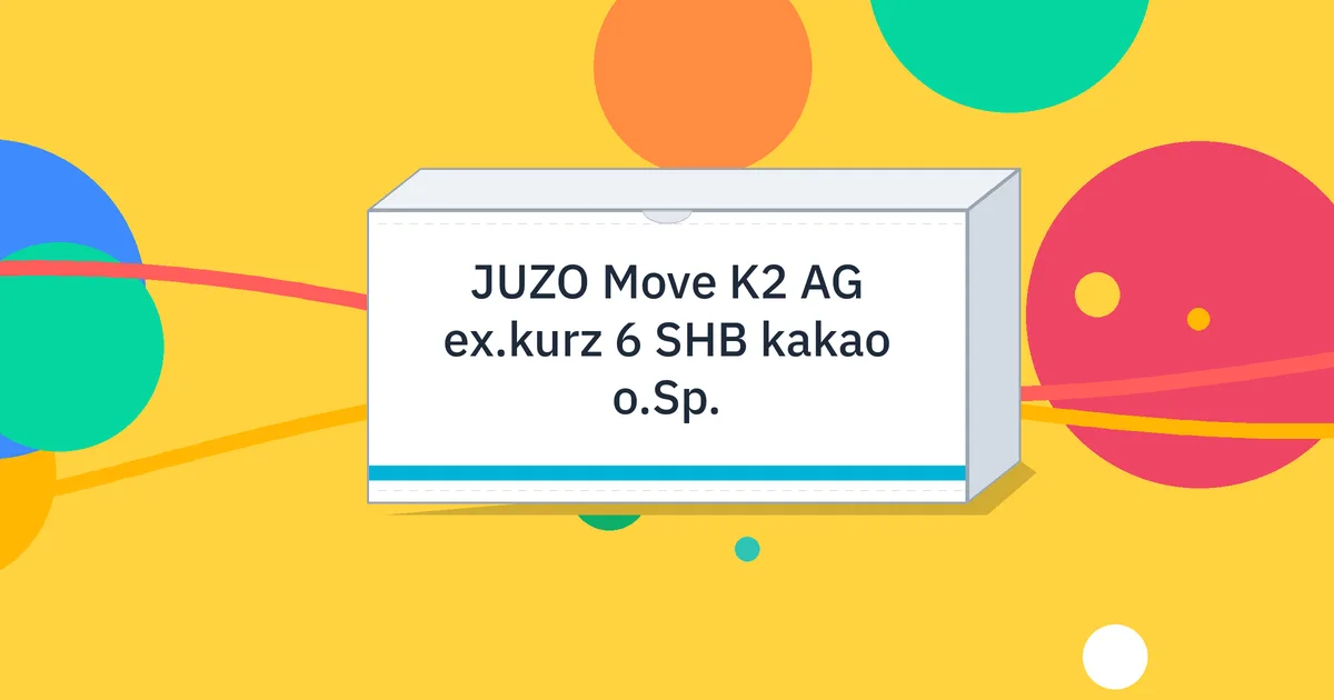 Symbolbild: Packung mit der Aufschrift JUZO Move K2 AG ex.kurz 6 SHB kakao o.Sp. (PZN 18565642) – Verfügbarkeit und Bezug in Apotheken in Frankfurt am Main