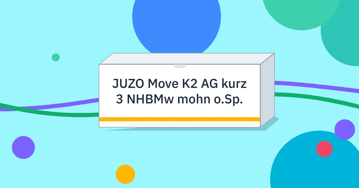 Symbolbild: Packung mit der Aufschrift JUZO Move K2 AG kurz 3 NHBMw mohn o.Sp. (PZN 18561093) – Verfügbarkeit und Bezug in Apotheken in Frankfurt am Main