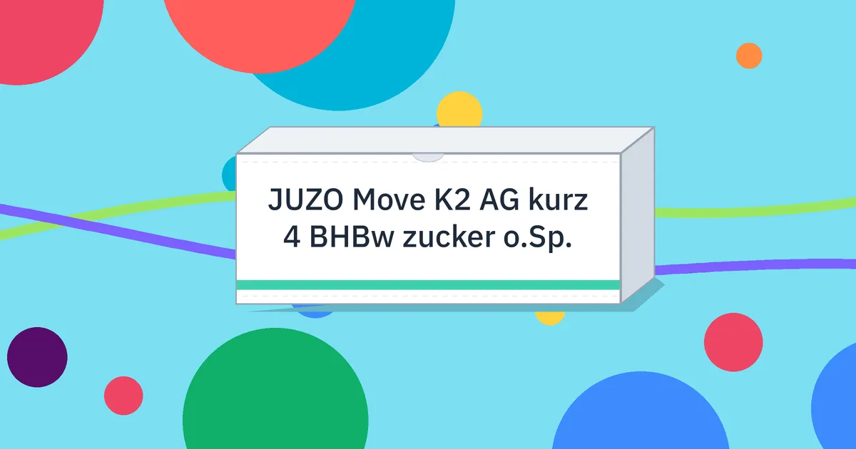 Symbolbild: Packung mit der Aufschrift JUZO Move K2 AG kurz 4 BHBw zucker o.Sp. (PZN 18530276) – Verfügbarkeit und Bezug in Apotheken in Frankfurt am Main