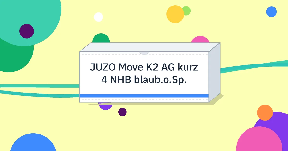 Symbolbild: Packung mit der Aufschrift JUZO Move K2 AG kurz 4 NHB blaub.o.Sp. (PZN 18561242) – Verfügbarkeit und Bezug in Apotheken in Frankfurt am Main