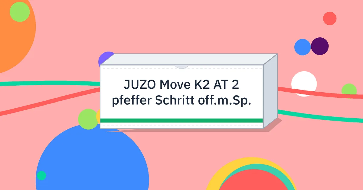 Symbolbild: Packung mit der Aufschrift JUZO Move K2 AT 2 pfeffer Schritt off.m.Sp. (PZN 20668059) – Verfügbarkeit und Bezug in Apotheken in Frankfurt am Main