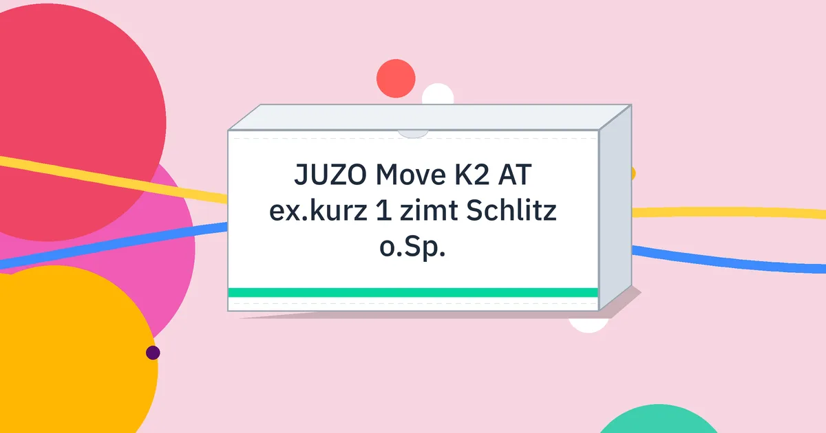 Symbolbild: Packung mit der Aufschrift JUZO Move K2 AT ex.kurz 1 zimt Schlitz o.Sp. (PZN 20673209) – Verfügbarkeit und Bezug in Apotheken in Frankfurt am Main