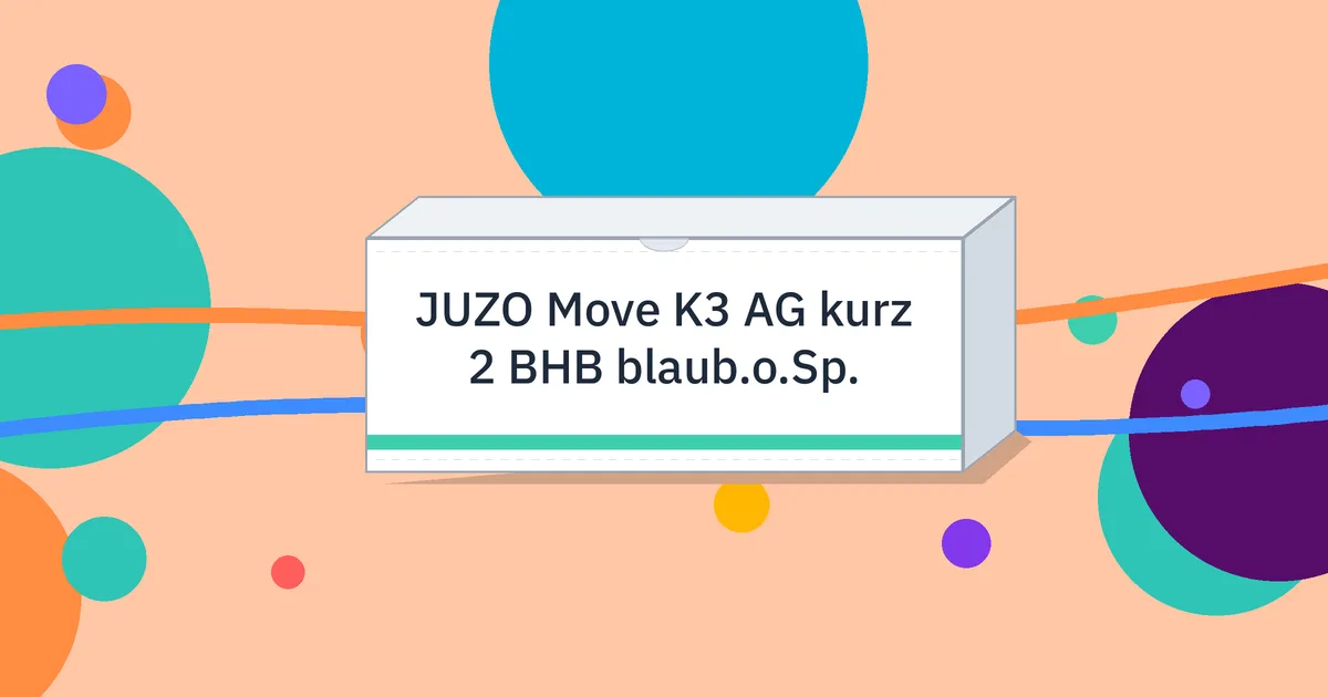 Symbolbild: Packung mit der Aufschrift JUZO Move K3 AG kurz 2 BHB blaub.o.Sp. (PZN 18593383) – Verfügbarkeit und Bezug in Apotheken in Frankfurt am Main