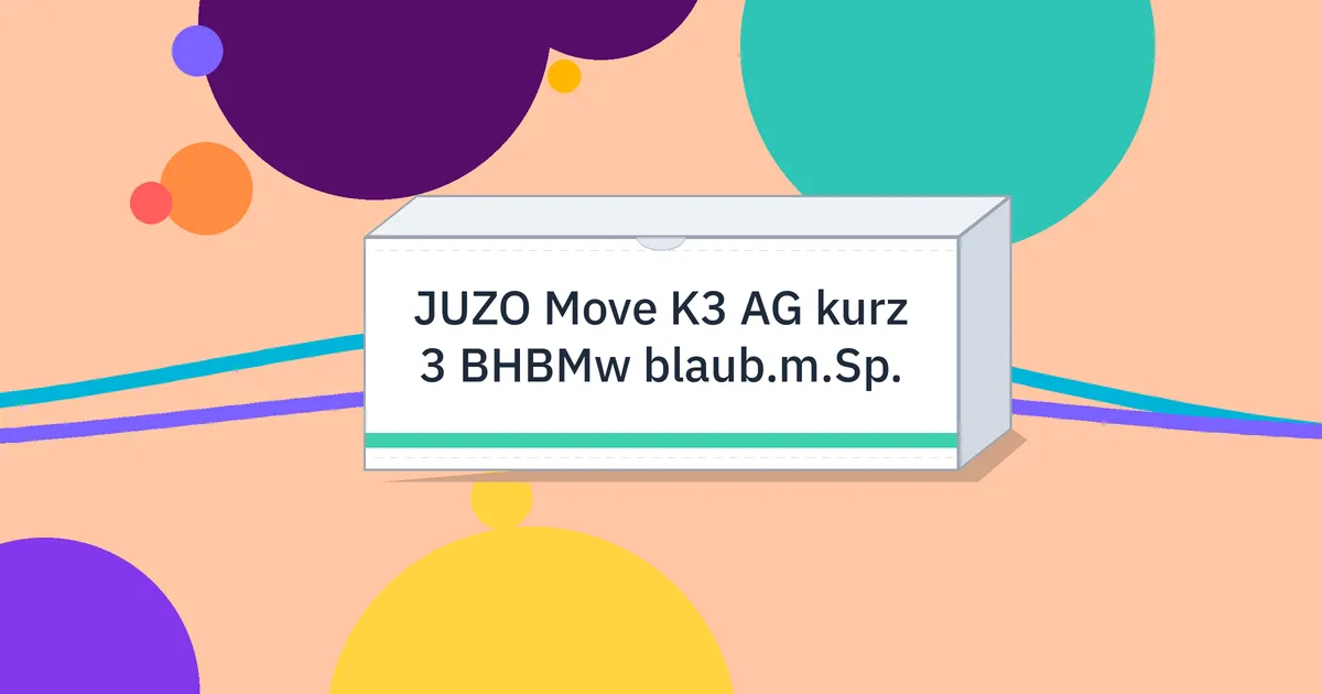 Symbolbild: Packung mit der Aufschrift JUZO Move K3 AG kurz 3 BHBMw blaub.m.Sp. (PZN 18592082) – Verfügbarkeit und Bezug in Apotheken in Frankfurt am Main