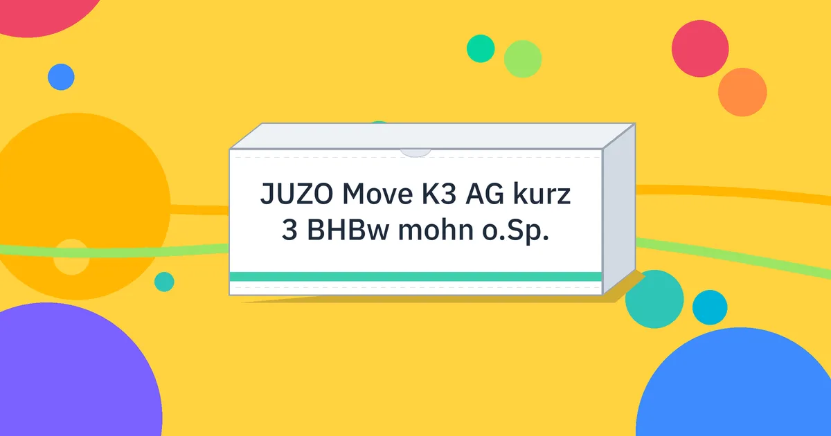 Symbolbild: Packung mit der Aufschrift JUZO Move K3 AG kurz 3 BHBw mohn o.Sp. (PZN 18593704) – Verfügbarkeit und Bezug in Apotheken in Frankfurt am Main