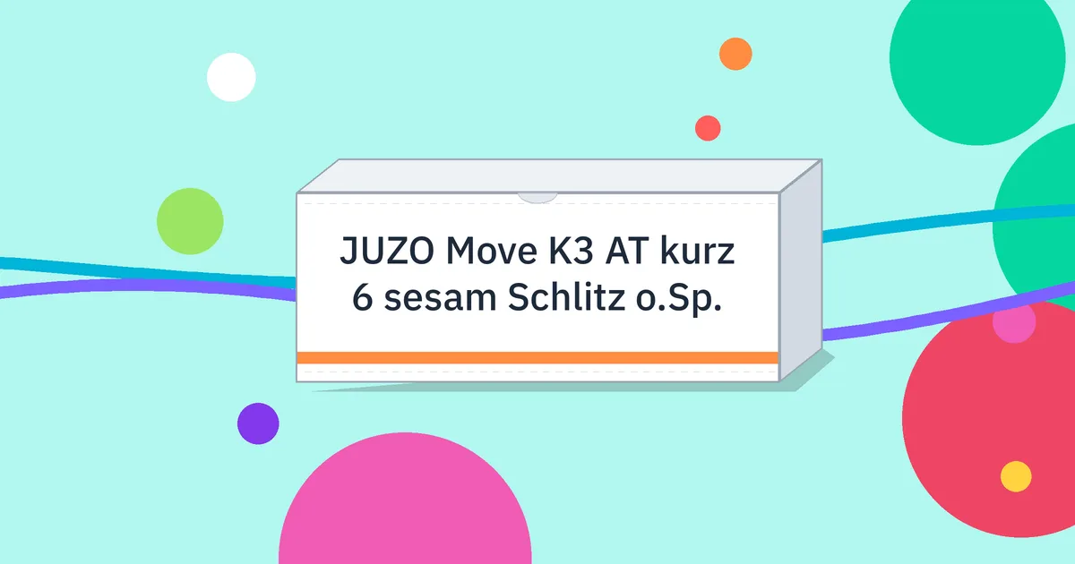 Symbolbild: Packung mit der Aufschrift JUZO Move K3 AT kurz 6 sesam Schlitz o.Sp. (PZN 20685721) – Verfügbarkeit und Bezug in Apotheken in Frankfurt am Main