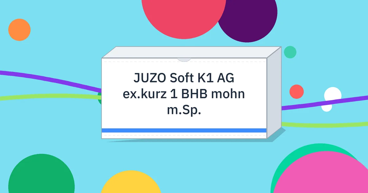 Symbolbild: Packung mit der Aufschrift JUZO Soft K1 AG ex.kurz 1 BHB mohn m.Sp. (PZN 14823745) – Verfügbarkeit und Bezug in Apotheken in Frankfurt am Main