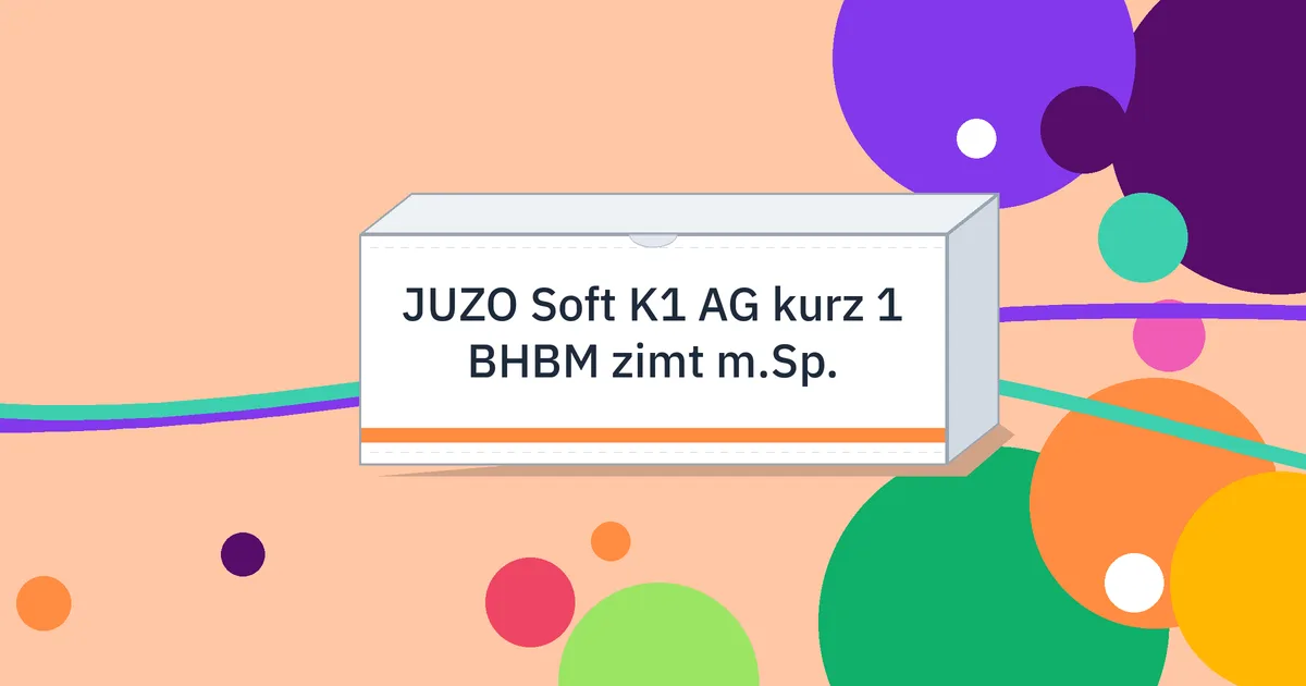 Symbolbild: Packung mit der Aufschrift JUZO Soft K1 AG kurz 1 BHBM zimt m.Sp. (PZN 14855509) – Verfügbarkeit und Bezug in Apotheken in Frankfurt am Main